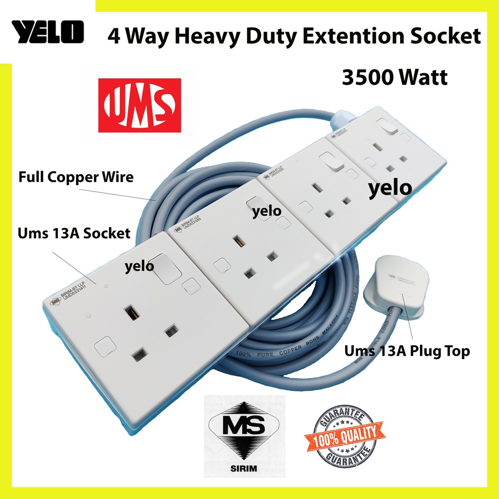 Heavy Duty Extension Plug Socket Extension Plug FULL COPPER WIRE 3 / 4 ...