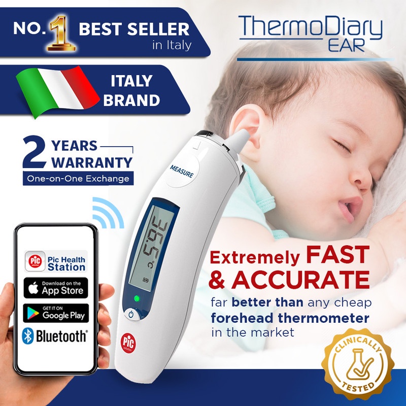 Italy ThermoDiary Ear Infrared Thermometer, Parents Test Kids Fever ...