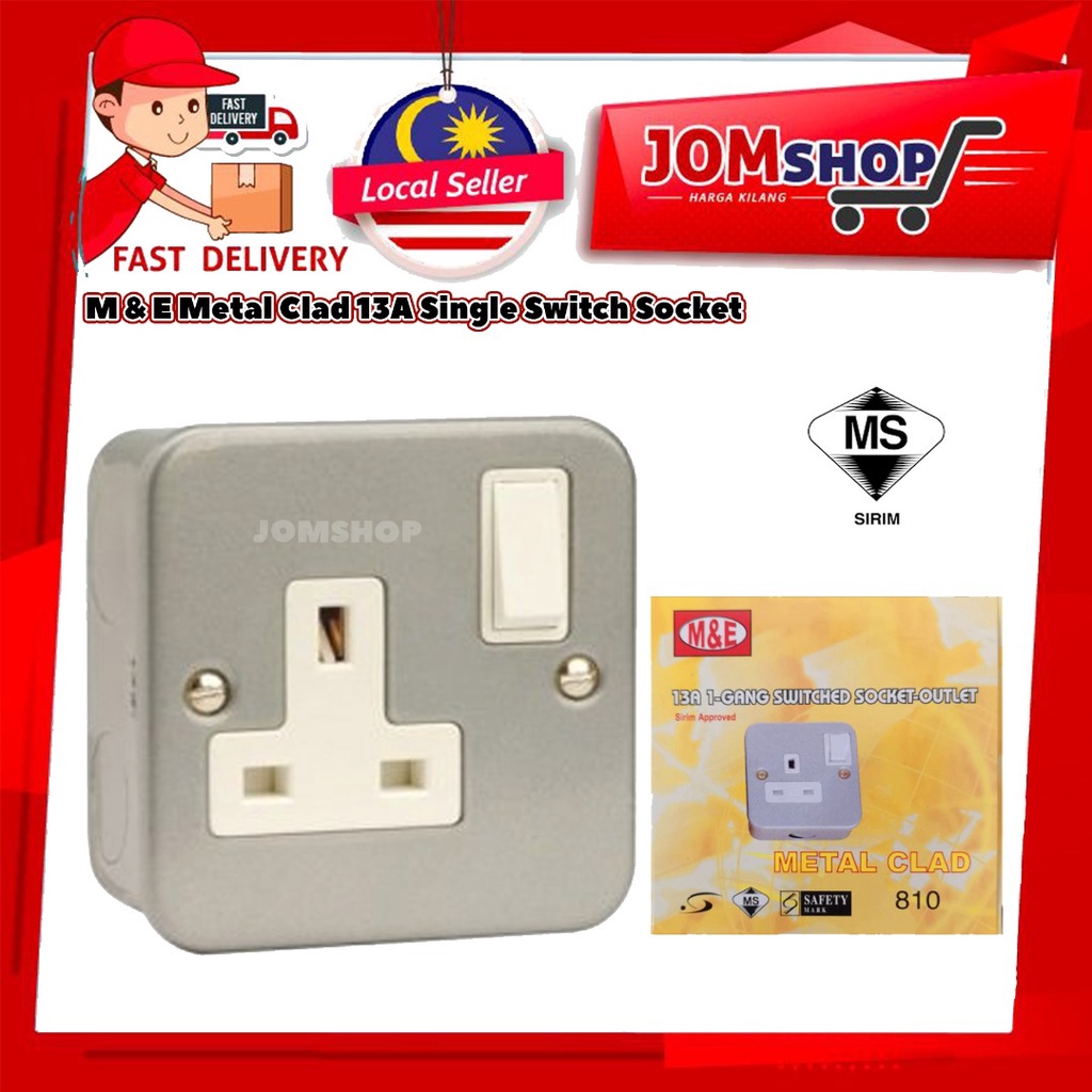 *SIRIM* M & E Metal Clad 13A Single Switch Socket / Metal Clad 13A ...