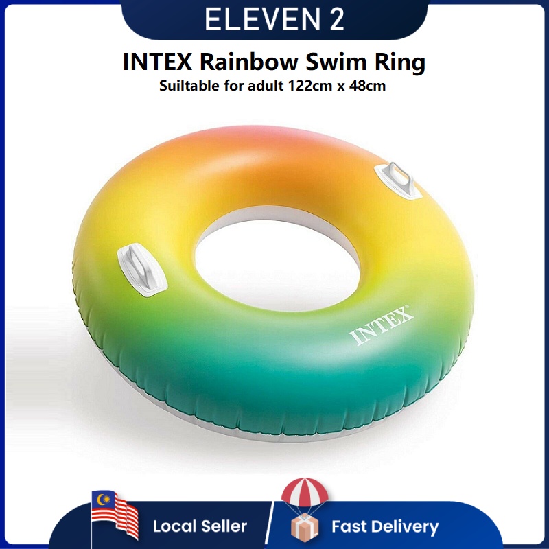 INTEX 58202 Inflatable Giant Whirl Tube Swimming Pool Ring Rainbow With ...