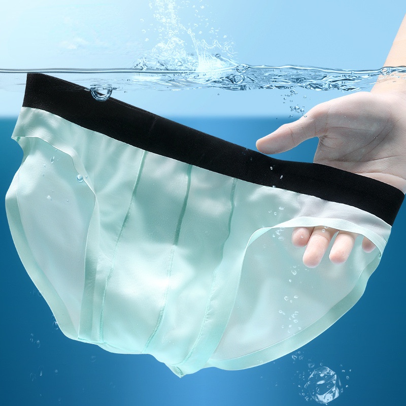 Men Ice Silk Seamless Ultra-Thin Summer Breathable Briefs Youth ...