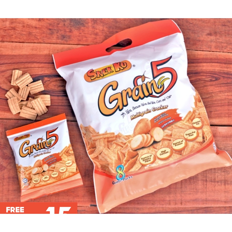 Snek Ku Grain 5 Multigrain Snack Crackers Convi-Pack Assorted 8's x ...