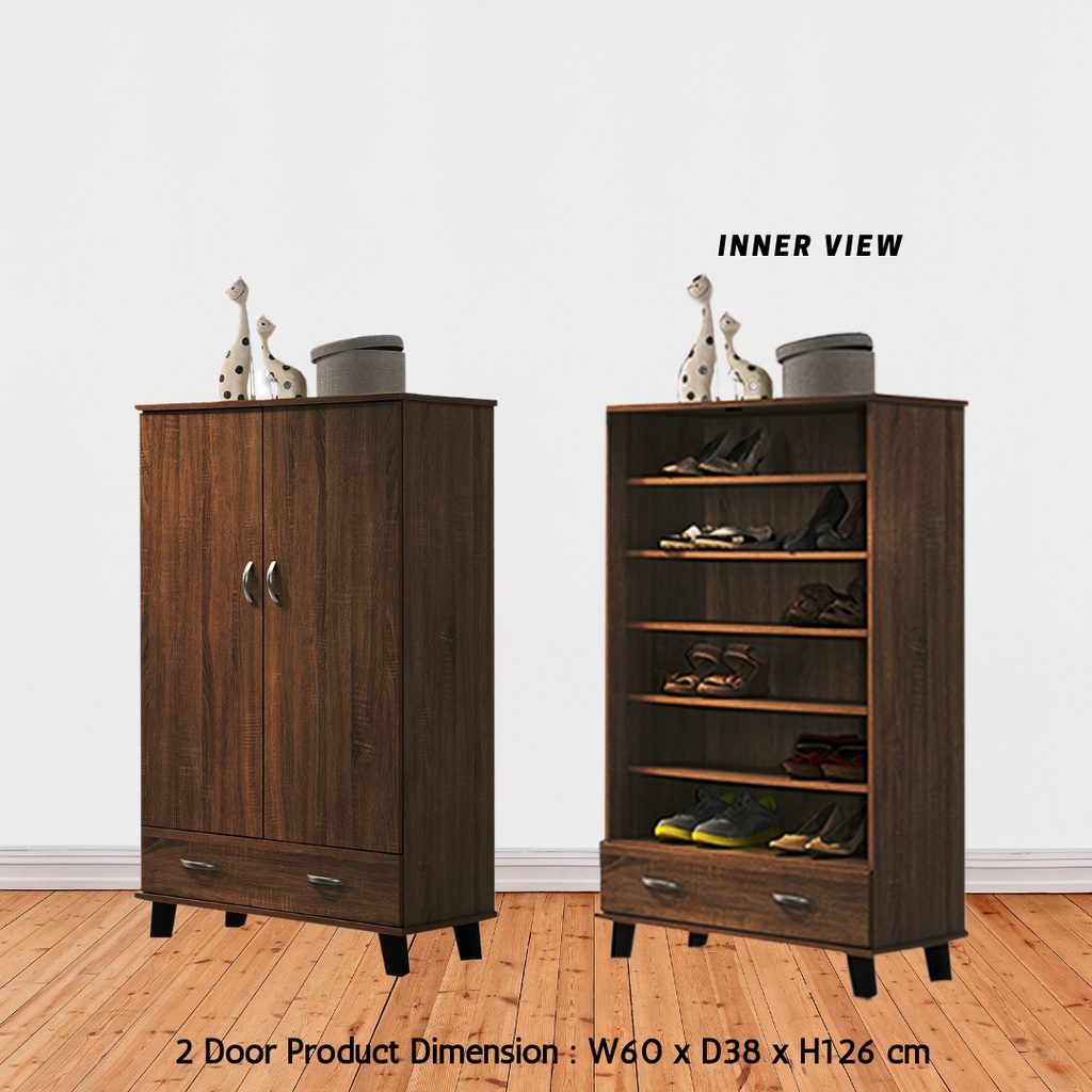 Shoe Cabinet 2 Door Rak Kasut Kabinet Almari Kasut Cupboard 6 Tier ...