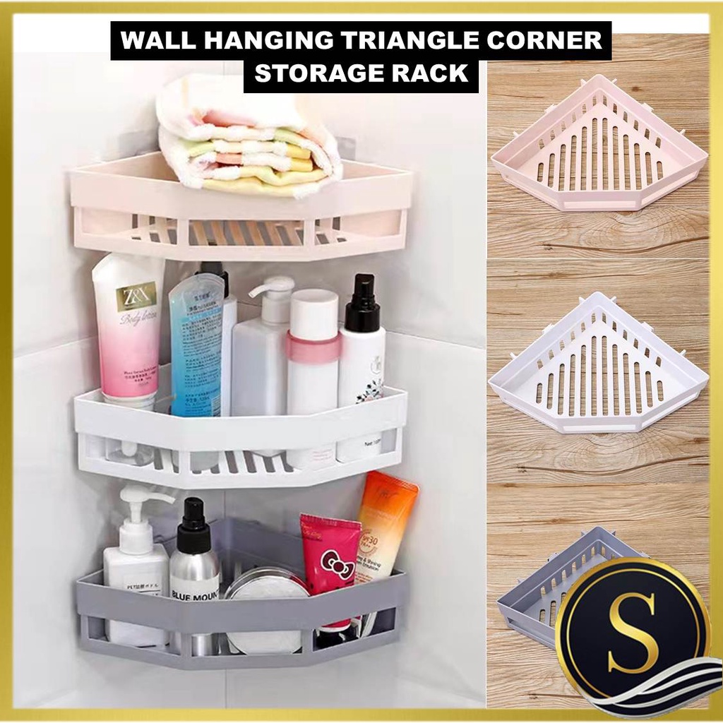Wall Hanging Triangle Rectangle Corner Bathroom Shelves Punch-free ...