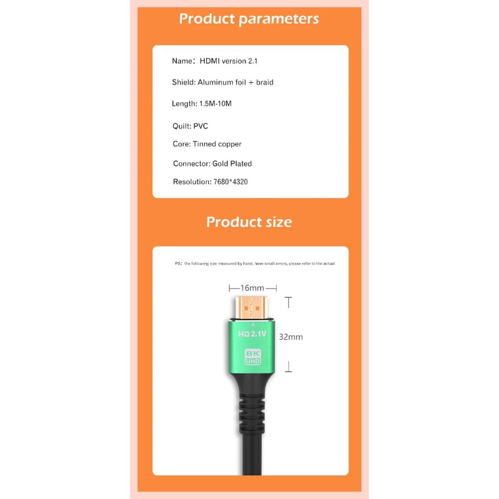 Hdm 2.1 Cable 8k Ultra High Speed 4K 120hz 48Gbps For TV Bluray DVD PS5 ...