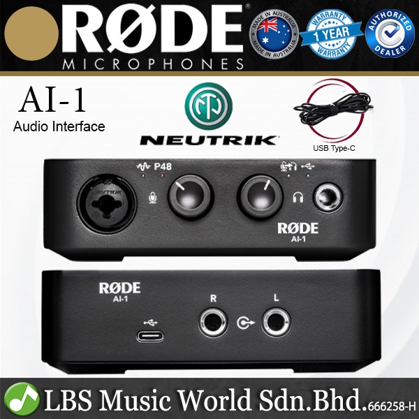 Rode AI-1 Studio Quality USB Audio Interface with 48v Phantom Power ...