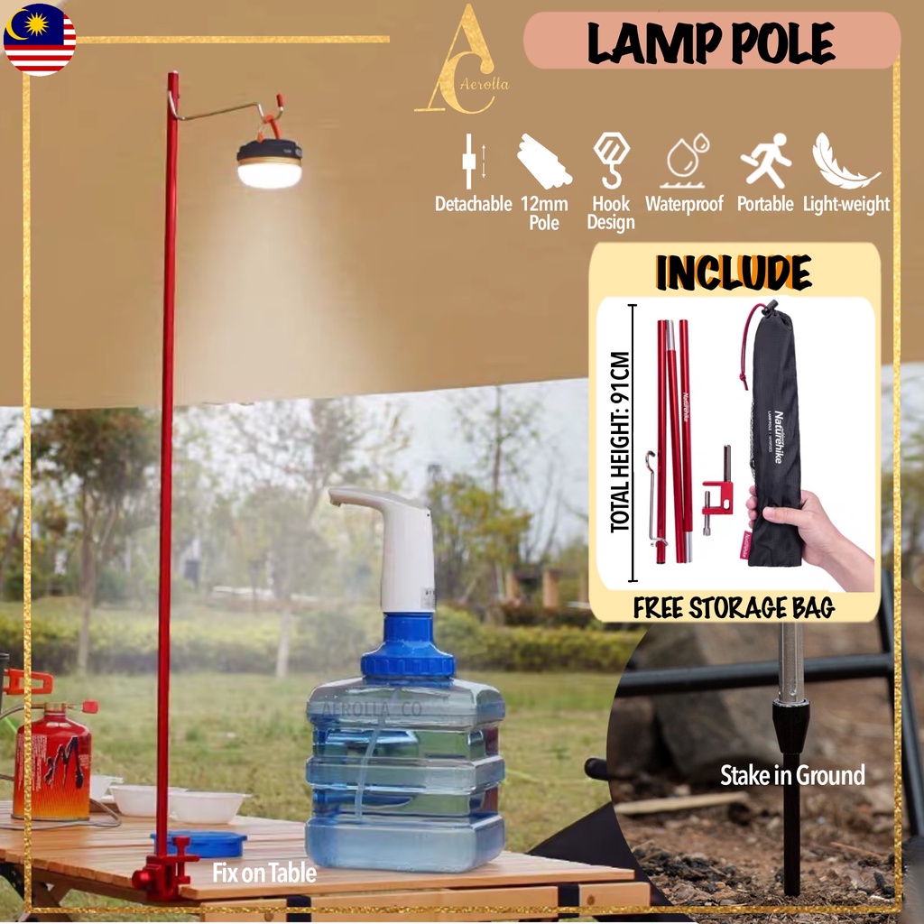 Camping Folding Lamp Pole 91cm Single Hook Ultralight Aluminium Alloy ...