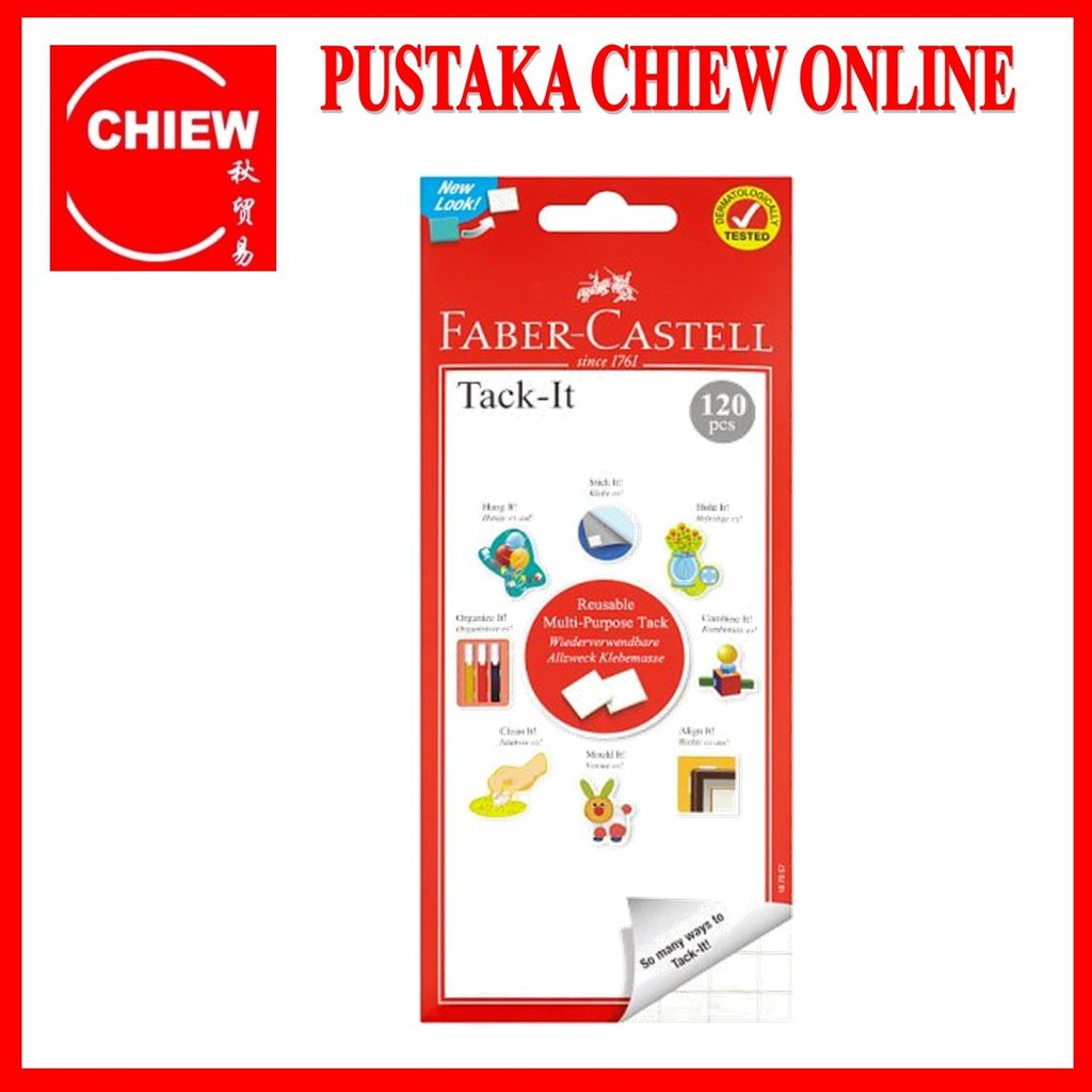 Faber Castell Tack It (White / Color) 42pcs / 90pcs / 120pcs / 50gsm ...