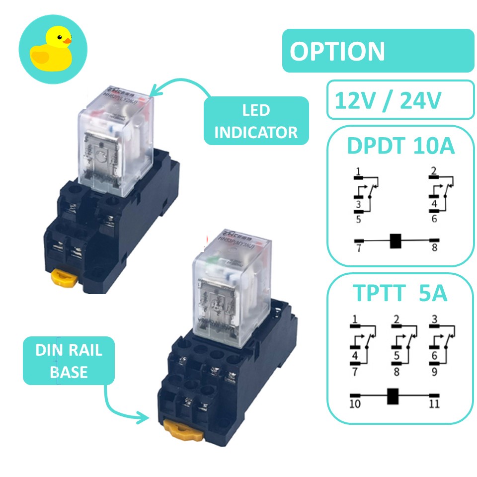 HH62P HH53P Double Pole Double Throw (DPDT) / Triple Pole Triple Throw TPTT Relay With DIN Rail ...