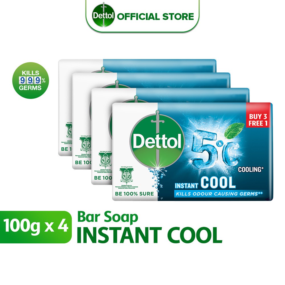 Dettol Antibacterial Body Bar Soap Cool 100g 31 Shopee Malaysia