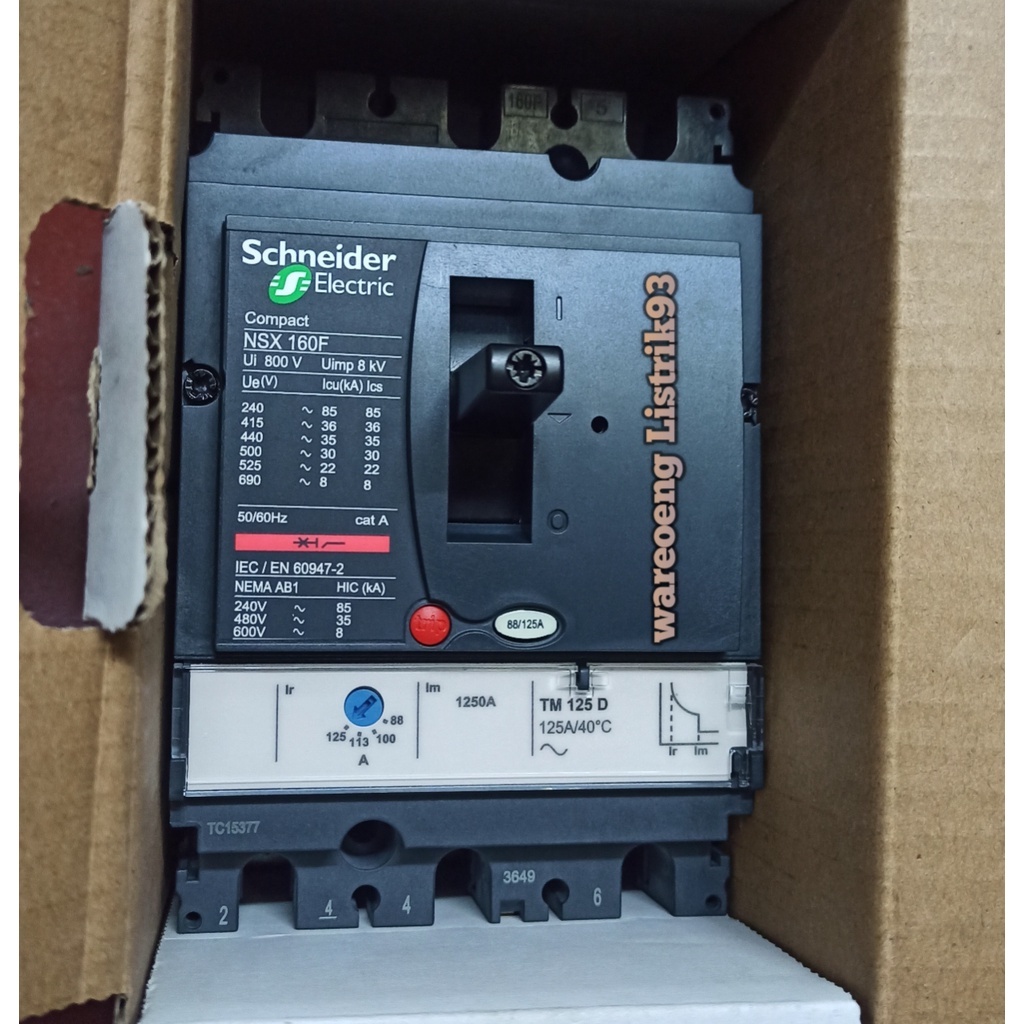 Mccb/breaker Nsx160f 36kA 3pole 125A Schneider | Shopee Malaysia