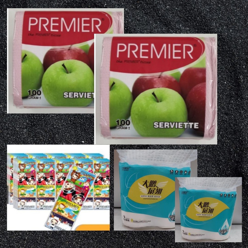 PREMIER TISSUE SERVIETTE/TISSUE POCKET AND TISSUE PAPER ROLL | Shopee ...