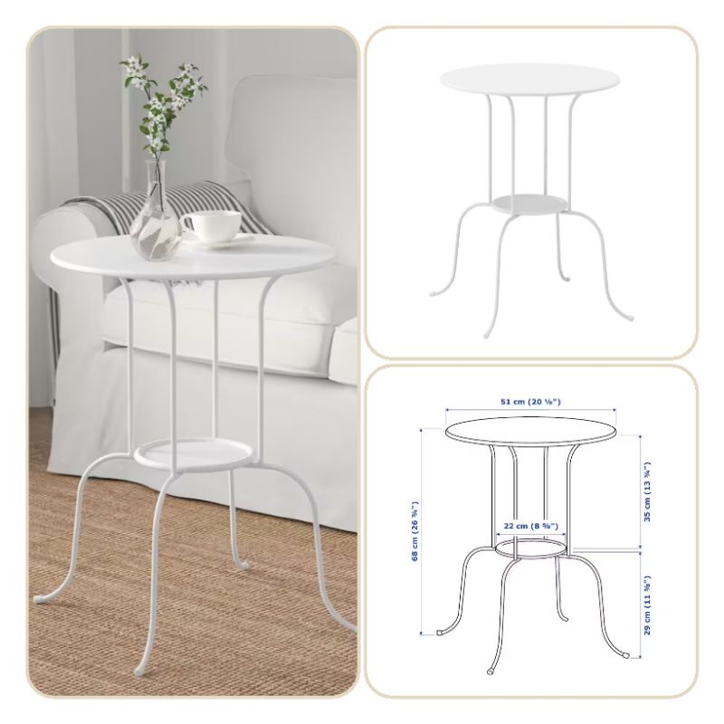 Meja Sisi/ Hiasan Ikea/ Side Table/ Meja Kopi, White, 50x68 cm | Shopee ...