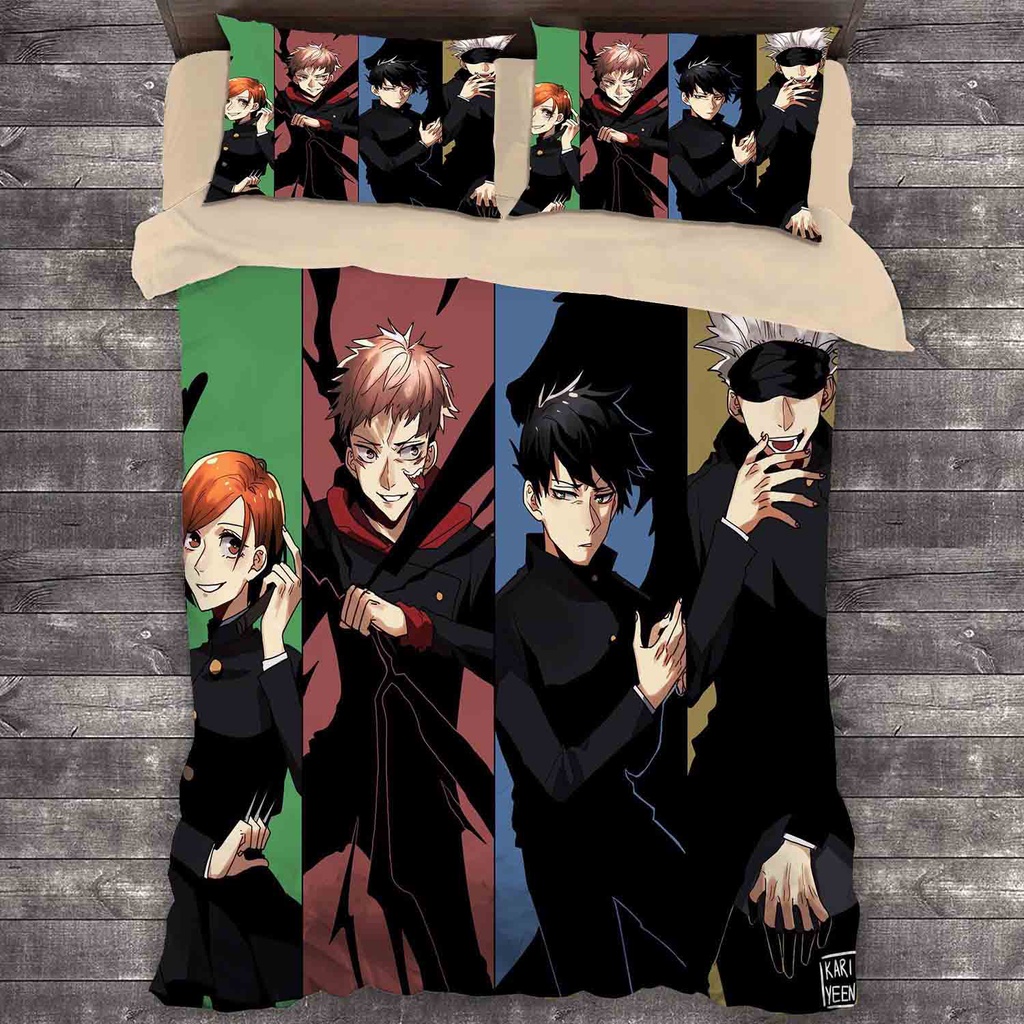 Jujutsu Kaisen 3IN1 Bedsheet Set Single/Double Queen Size Bed Sheet ...