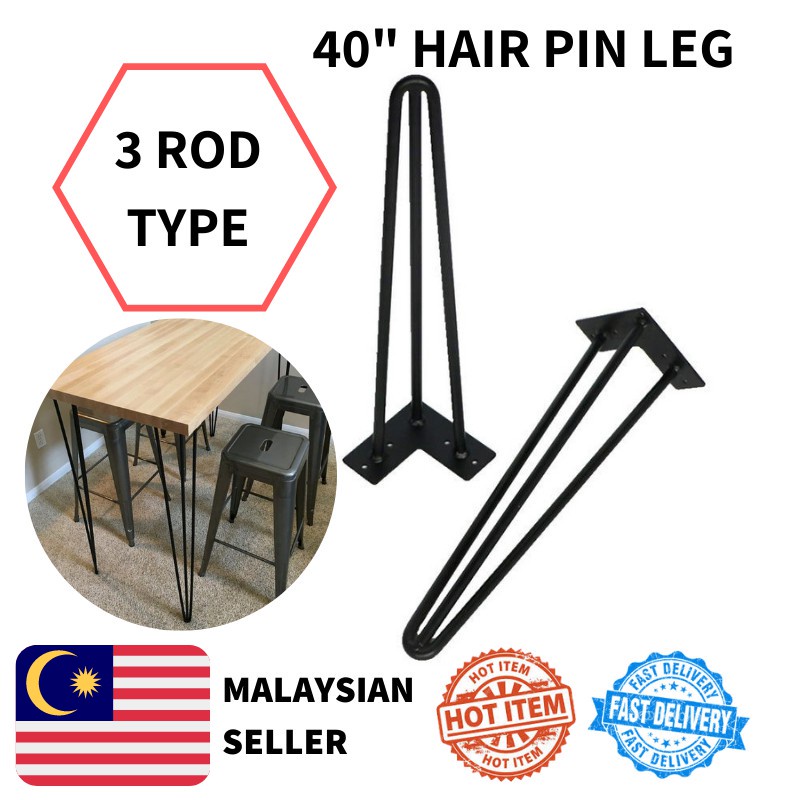 🔥Ready Stock🔥 40" 4 PCS Hairpin Leg 1 Set Kaki Meja Besi Kaki Meja DIY ...