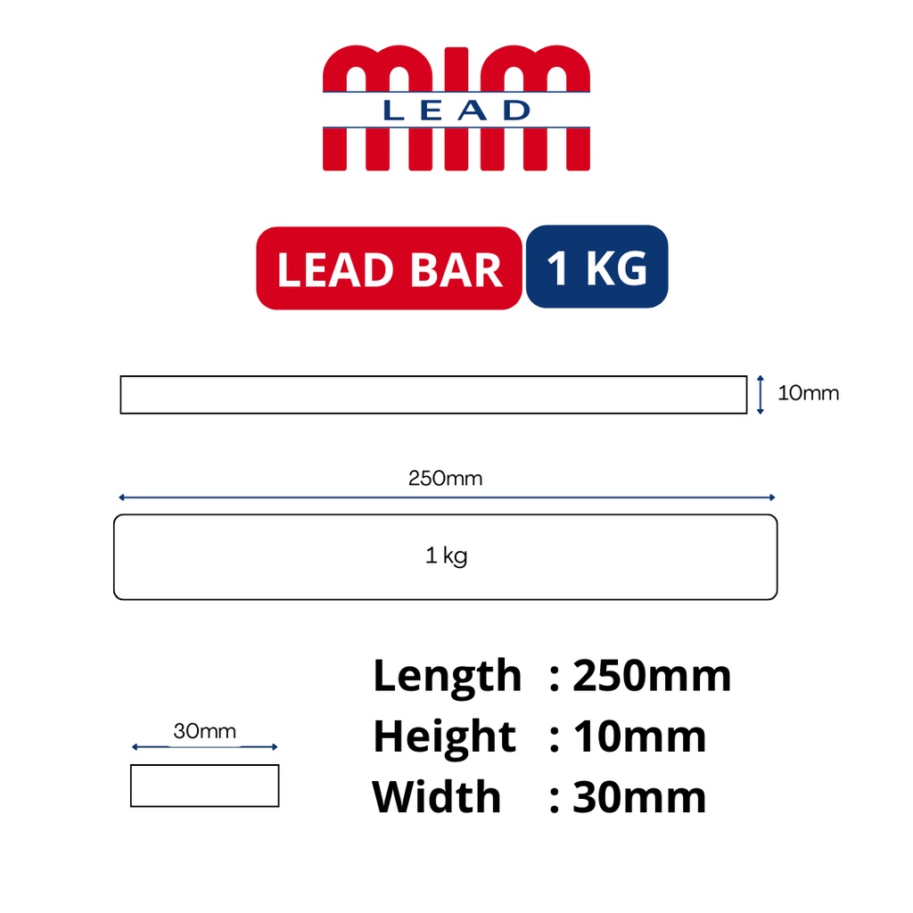 MIM Lead Bar Soft 99% [1KG] Ingot Strip Bundle Ingots Timah Wiring Batu ...