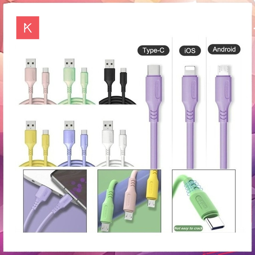 Ang MACARON DATA CABLE 2A FAST CHARGING USB V8/MICRO / TYPE C / COLOR ...