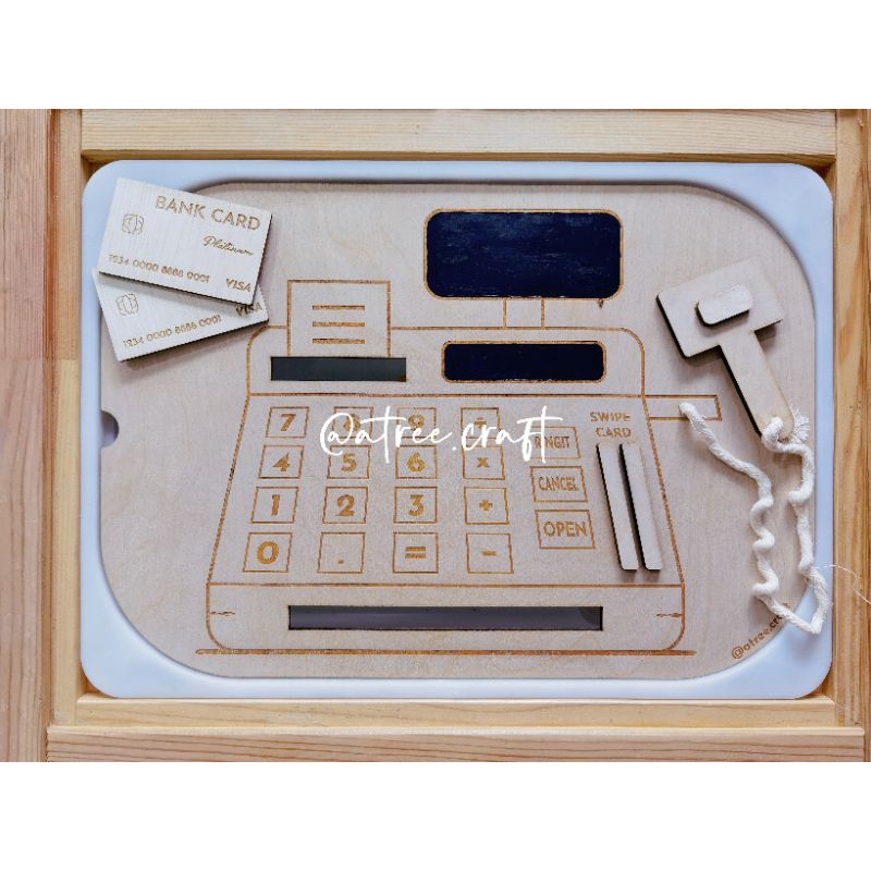 Wooden Cash Register Board Flisat insert Large Cashier Machine | Shopee ...