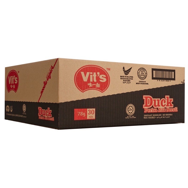 (Carton) Vit's Instant Noodles Duck, 5 Spices Flavour - (Mi Segera 78g x 5 Packets x 6 Packs ...