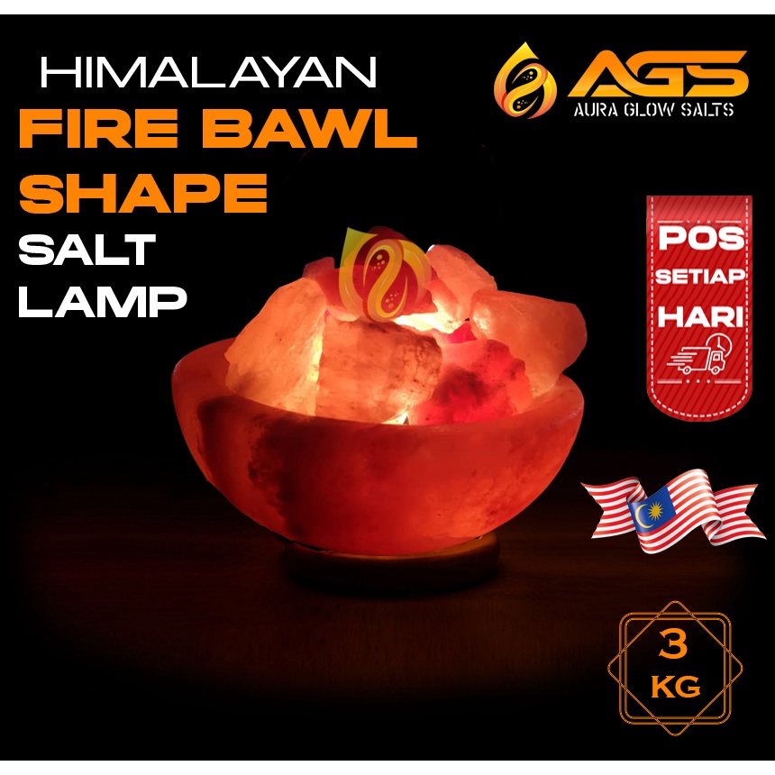 3KG Full Set Himalayan Crystal Rock Salt Lamp, FIRE BOWL Shape, 🔥AURA ...
