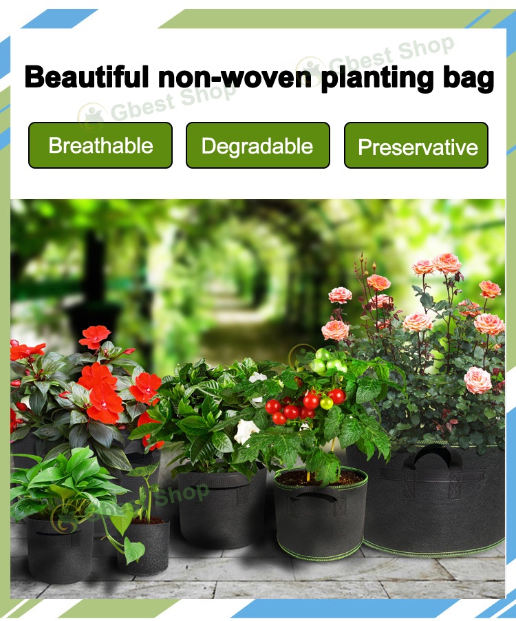 Non-Woven Grow Bag Plant Bag Gardening Bags Flower Pots Compost Bin Vegetable Fabric Planting ...