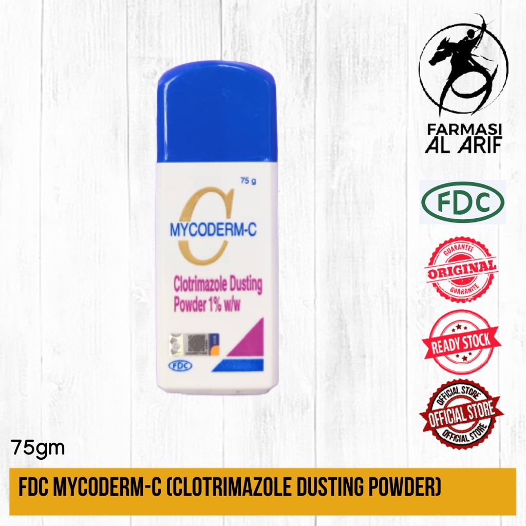 FDC Mycoderm-C Powder (Clotrimazole 1%) Bedak antifungal/gatal/ruam ...