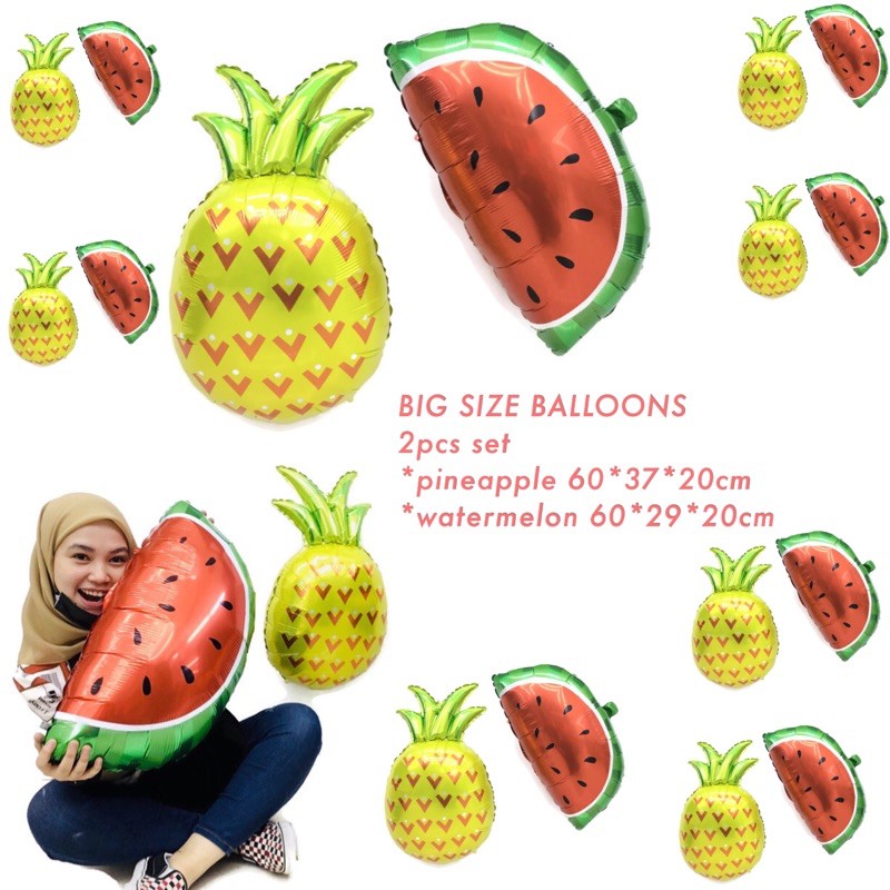 2pcs big size party balloon pineapple watermelon hawaiian party ...