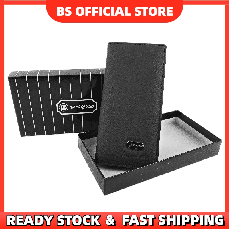 【READY STOCK】BS Genuine Cow Leather Long Wallet Purse Premium Quality ...