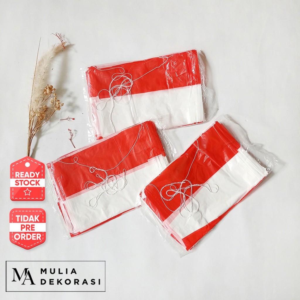 MERAH PUTIH Red And White Plastic Flag RI Anniversary Decoration Party ...