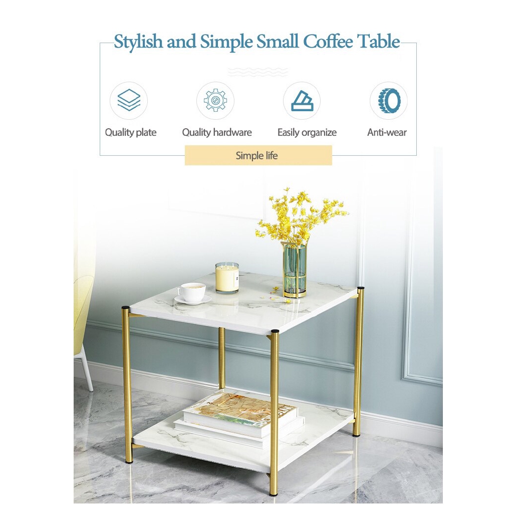 Modern Wooden Small Square Coffee Table 2 Layer Tea Desk Living Room ...
