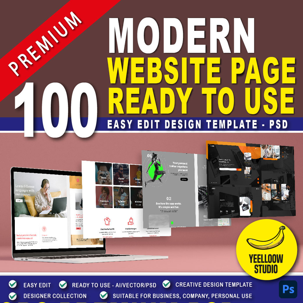 100 premium quality modern website page design -PSD | Shopee Malaysia