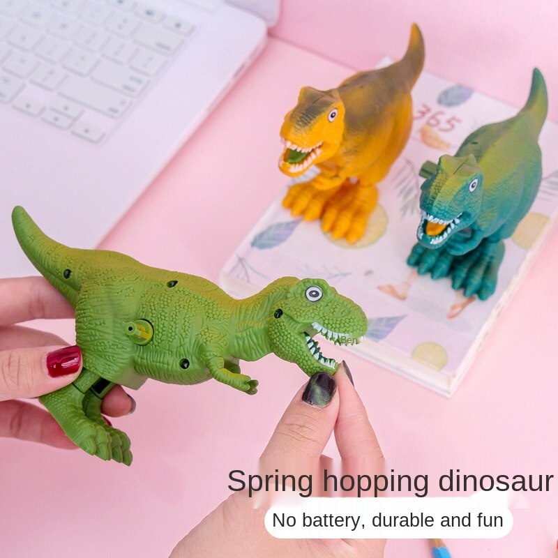 Kids Toys Pretend Play Clockwork Dinosaur Toys Plastic Jump Dinosaur ...