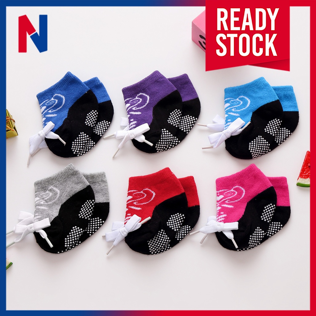 3 Pairs Qbabe Baby Anti Slip Cotton Socks | Stokin Bayi Cotton Buku ...