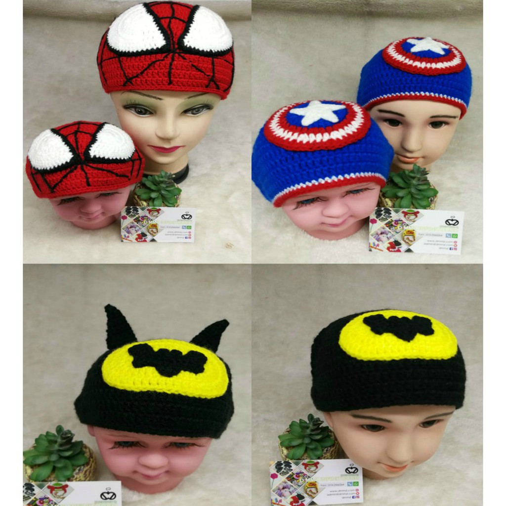 [Ready Stock] TK02 Topi Kait SPIDERMAN CAPTAIN AMERICA BATMAN PERCUMA ...