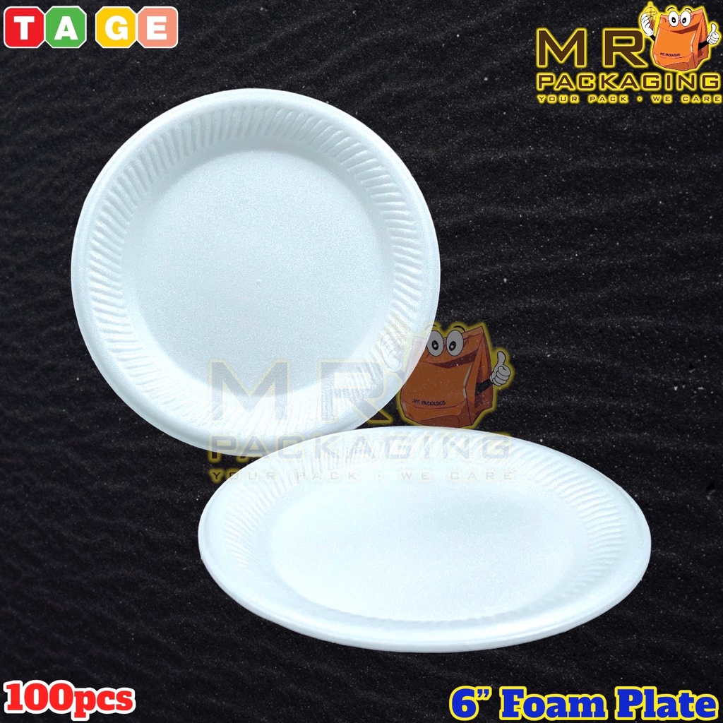 Polystyrene 6" Foam Plate [ 100pcs± ] Polistrin Piring - Polisterin ...
