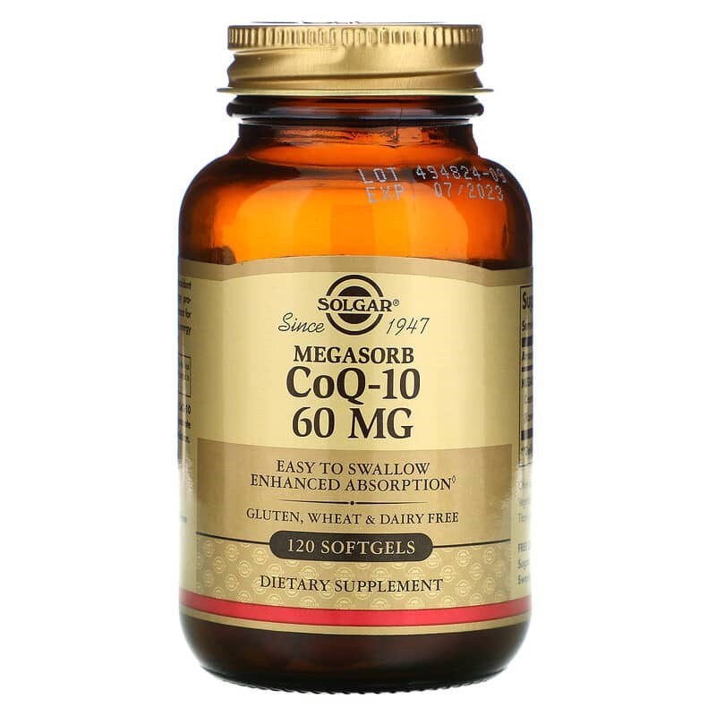 Solgar, Megasorb CoQ-10, 60 mg, 120 Softgels / 100 mg, 30&60&90 ...