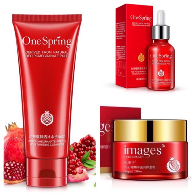 Bestsellers One Spring Set Of Pomegranate Foam + Serum + Cream 3-Piece ...