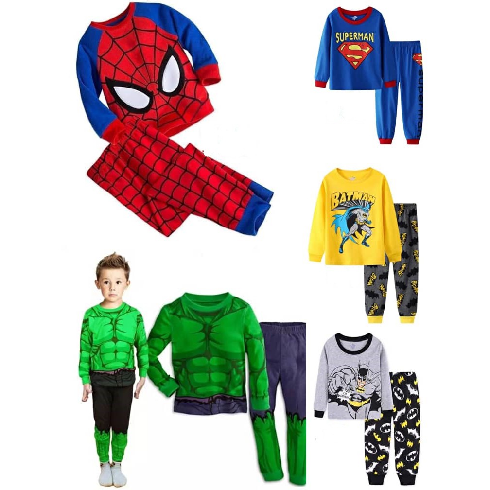 Spiderman Hulk Superman Batman Pyjamas Boys Superhero Pyjamas Set Age ...