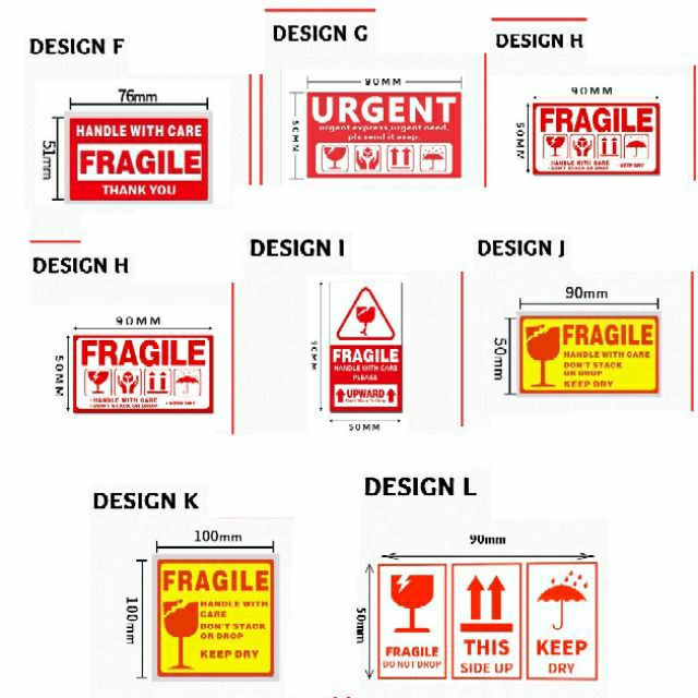 104pcs FRAGILE STICKER Parcel WARNING LABEL POSLAJU COURIER MUDAH PECAH ...