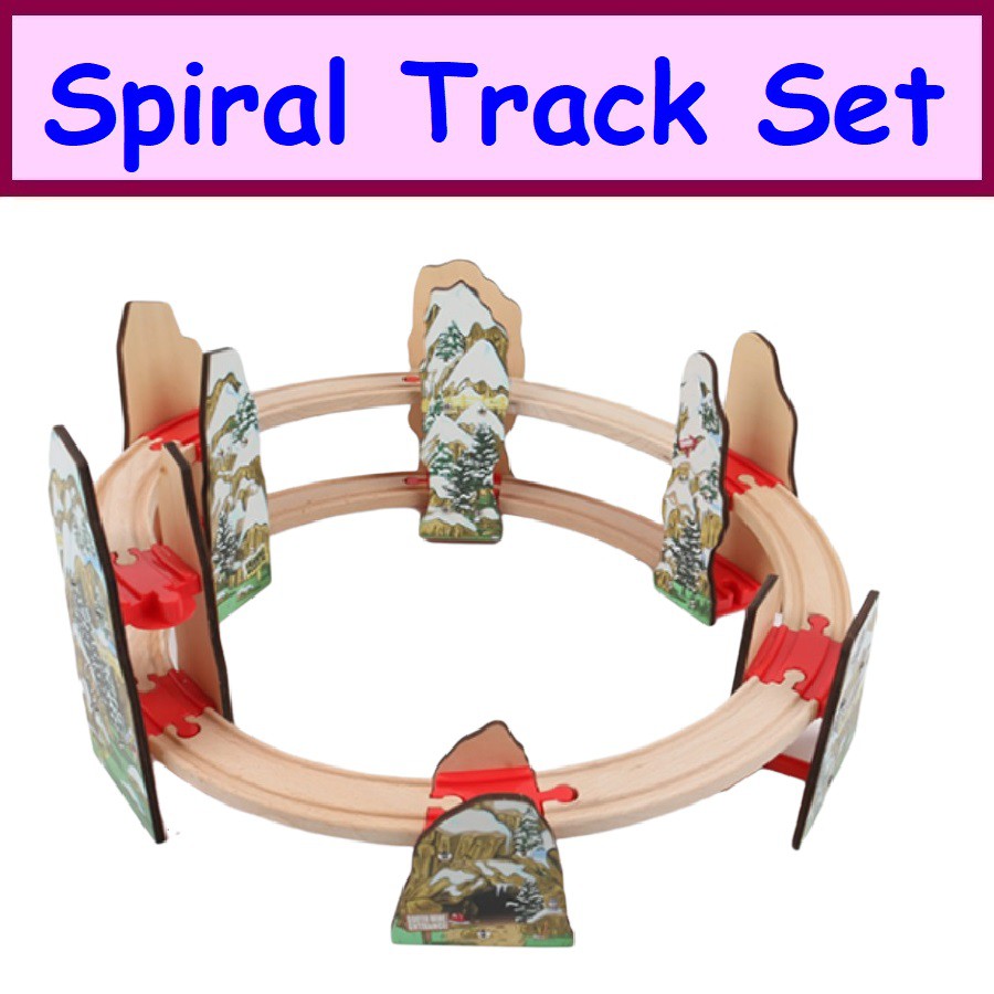 Wooden Train Track {Spiral Track Set} Railway Accessories Compatible ...