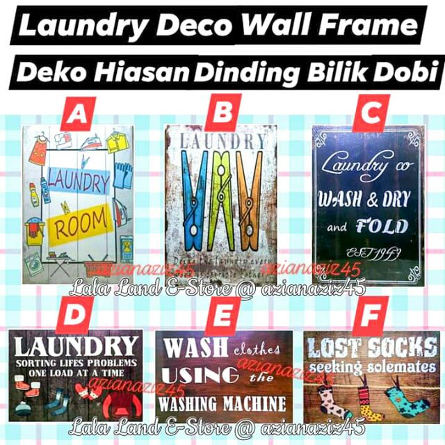 Deko Hiasan Dinding Bilik Dobi 🎀 Laundry Deco Wall Frame 🎀 | Shopee ...