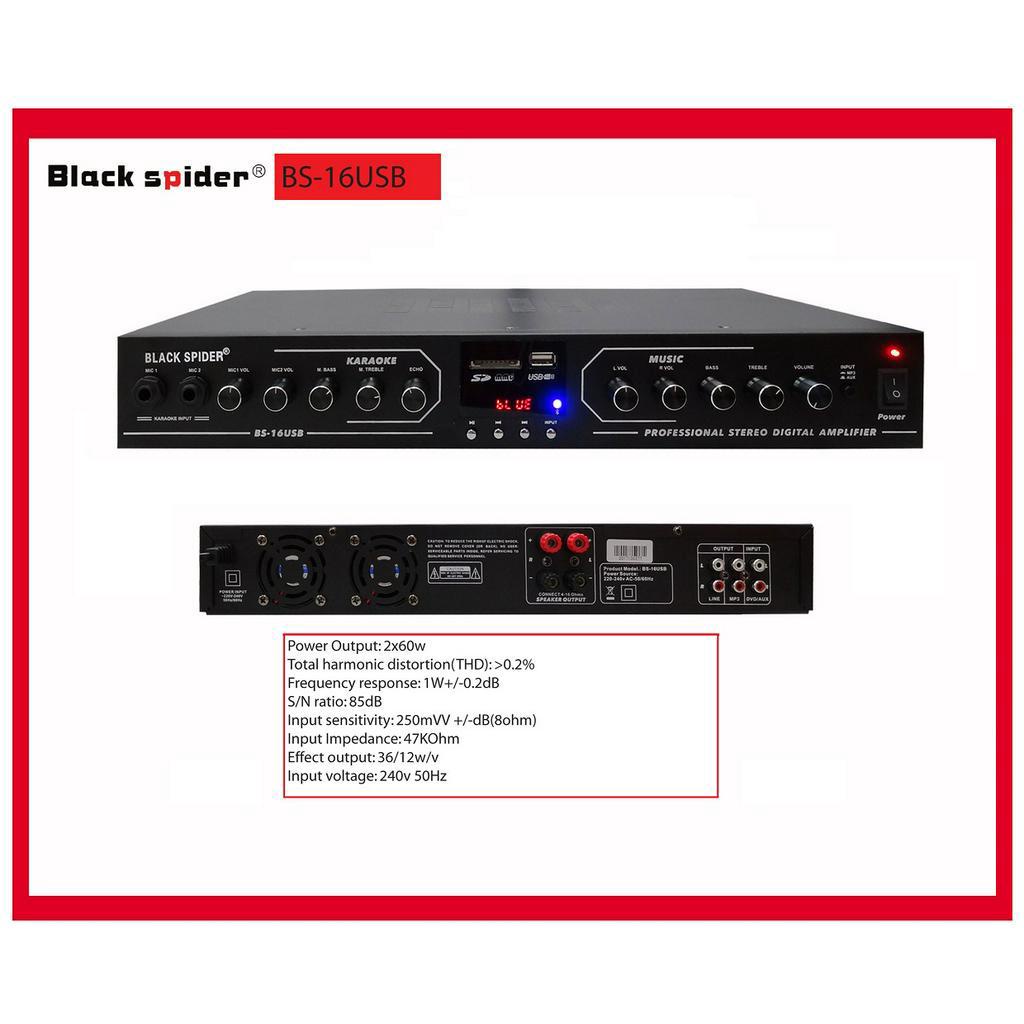 [BLACK SPIDER] BS-16USB MIXER AMPLIFIER | Shopee Malaysia