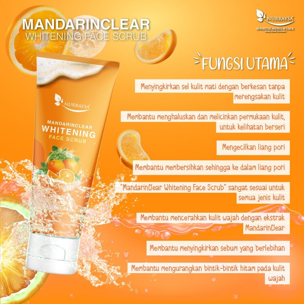 Original Nurraysa Whitening Face Scrub MandarinClear Gel Pencuci Muka ...