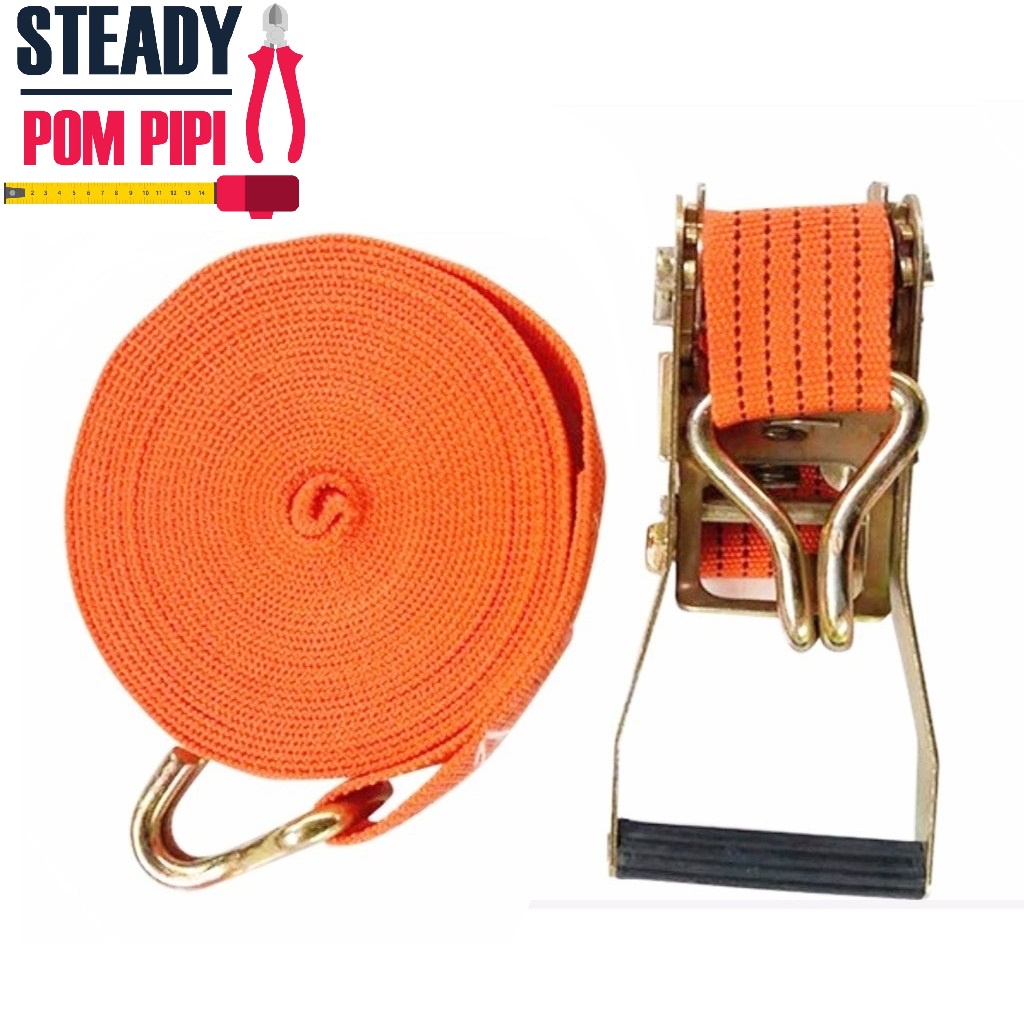 2" X 9M X 2TONS HEAVY DUTY LORRY RATCHET STRAP TIE-DOWN WITH METAL LOCK ...
