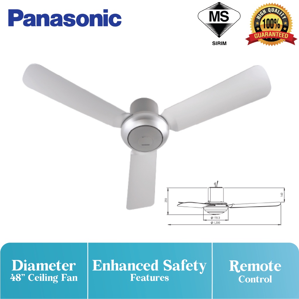 Panasonic Bayu 3 Ceiling Fan 3-Blades Baby Fan F-M12DE GS | Shopee Malaysia