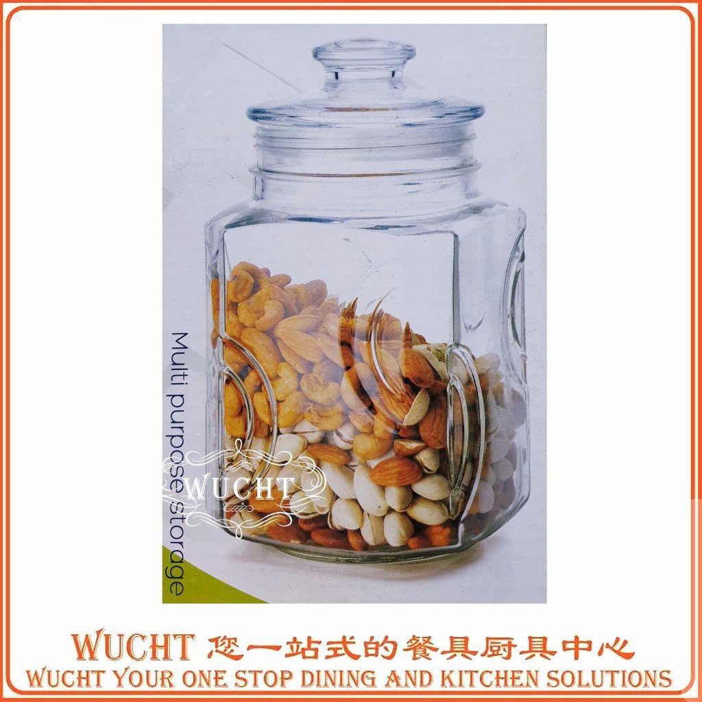 【WUCHT】2000ml Airtight Glass Canister - Round Clear Storage Containers ...