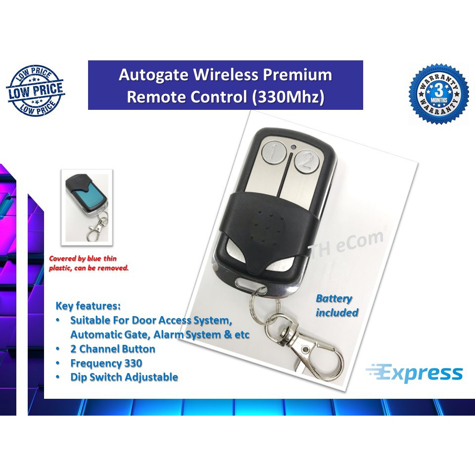 Autogate Door Wireless Premium Remote Control 330Mhz / 433Mhz DIP ...
