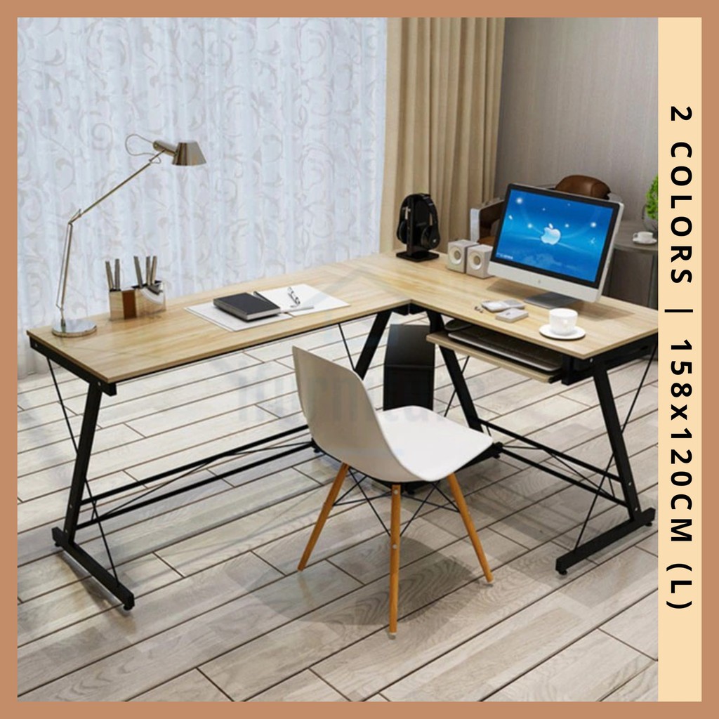 L Shape Corner Study Table Gaming Desk Workstation [9006] | Shopee Malaysia