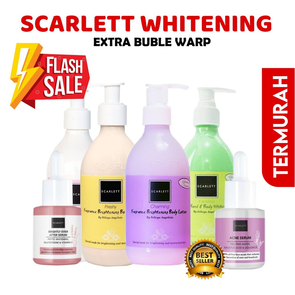 Scarlett Whitening Original Bpom Serum Body Lotion Scrub Shower Scrub ...