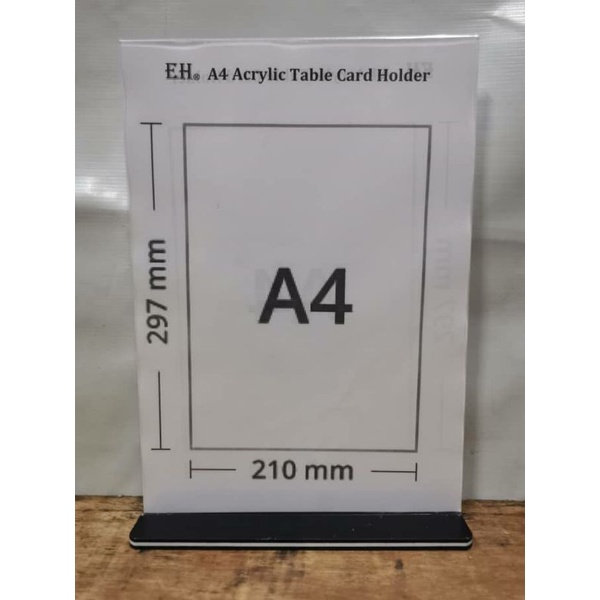 A4 A5 Acrylic T Shape Card Stand/Display Stand/Menu Stand Black Base ...